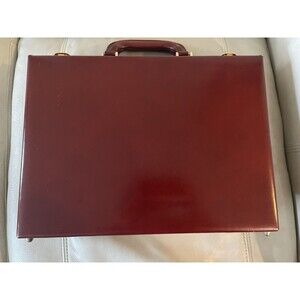 M Made In Italy | Bags | Leather Briefcase Traditional Hard Sided Made ...